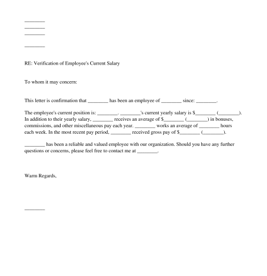 Salary Verification Letter Template ~ Resume Letter