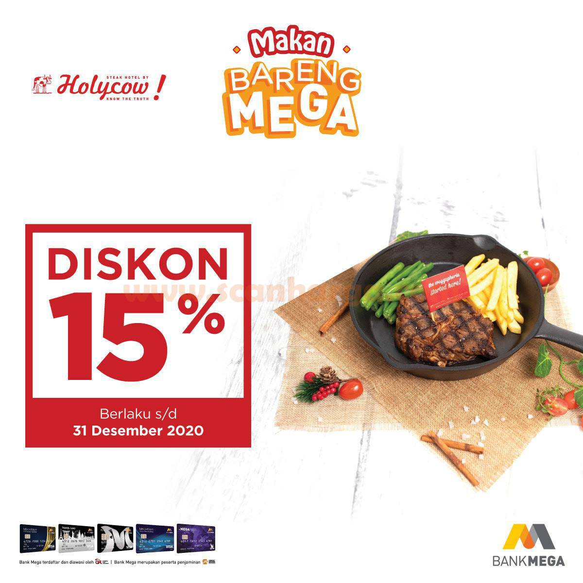 Promo Steak Hotel by Holycow Diskon 15% dengan Kartu Kredit & Debit Bank Mega | scanharga