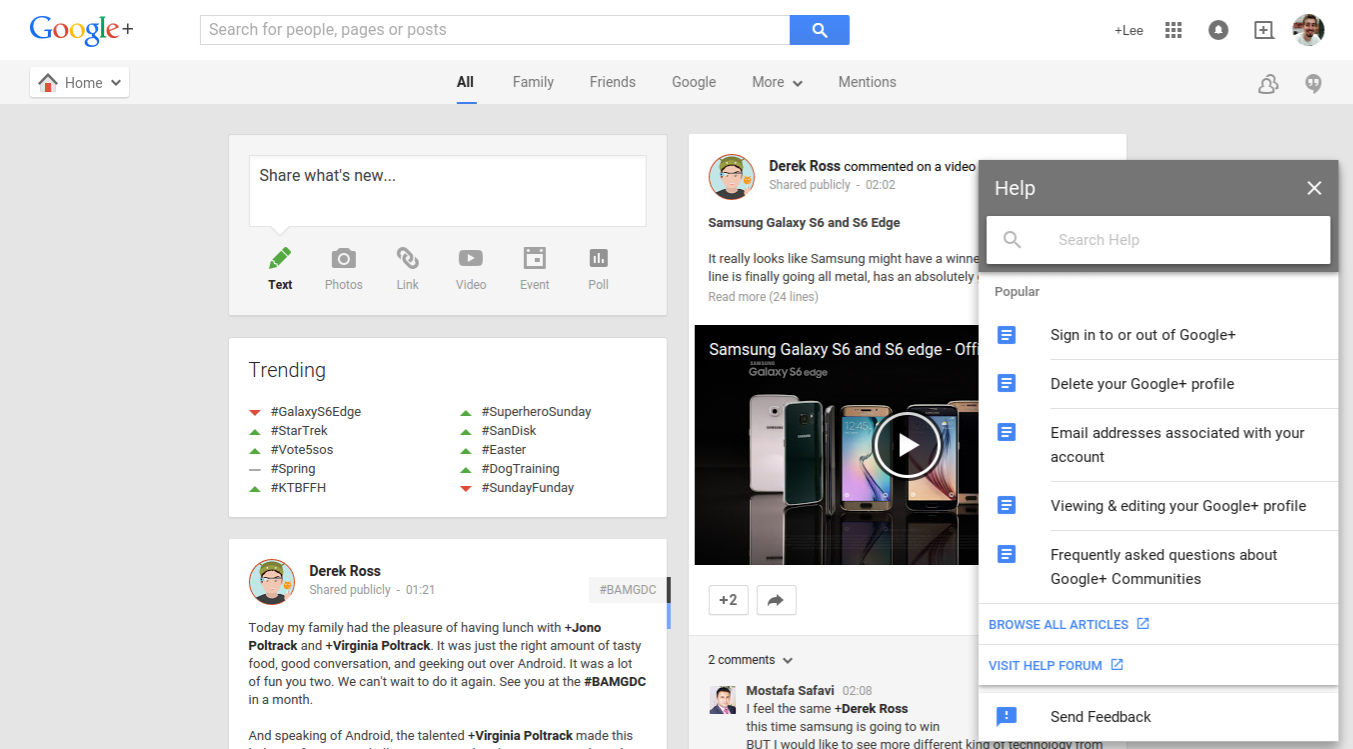Google+ Help pane gets a Material Design refresh | Google Plus Daily