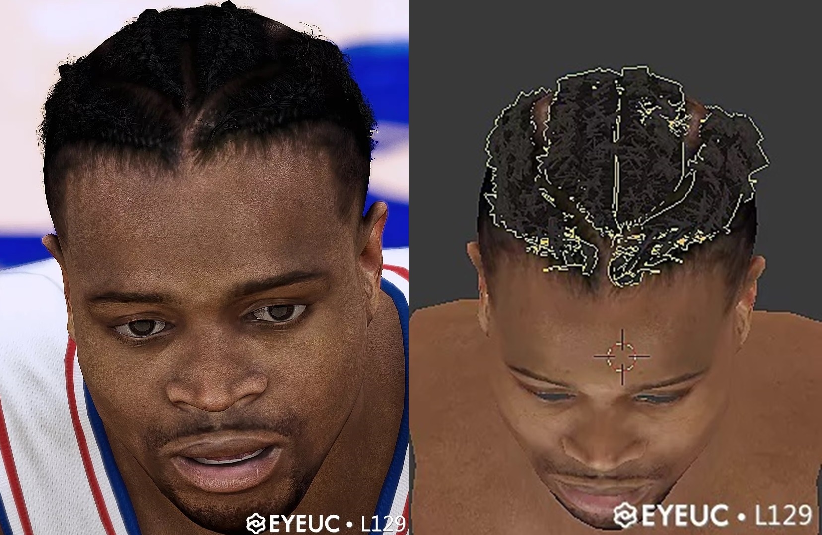NBA 2K22 Braided Hair Split 3D Model Cyberface Resource for Modders ...
