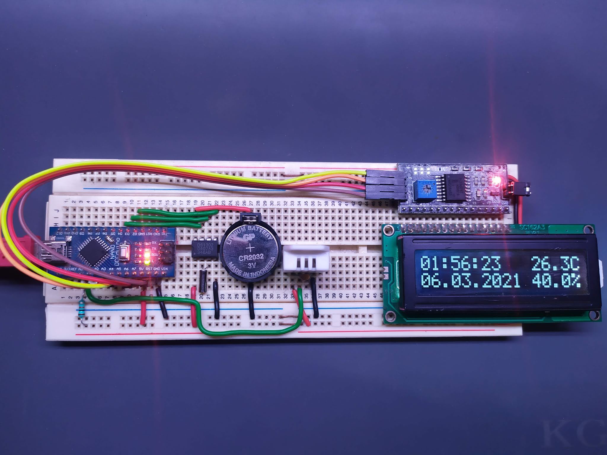 Arduino Nano: Mostrar datos del DS1302 y DHT22 en una LCD16x2