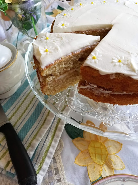 Chamomile Cake with Honey Creme Fraiche #CakeSliceBakers