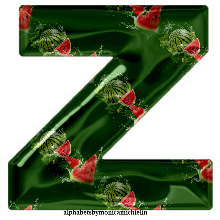 M. Michielin Alphabets: GREEN WATERMELON FRUIT ALPHABET LETTER PNG ...