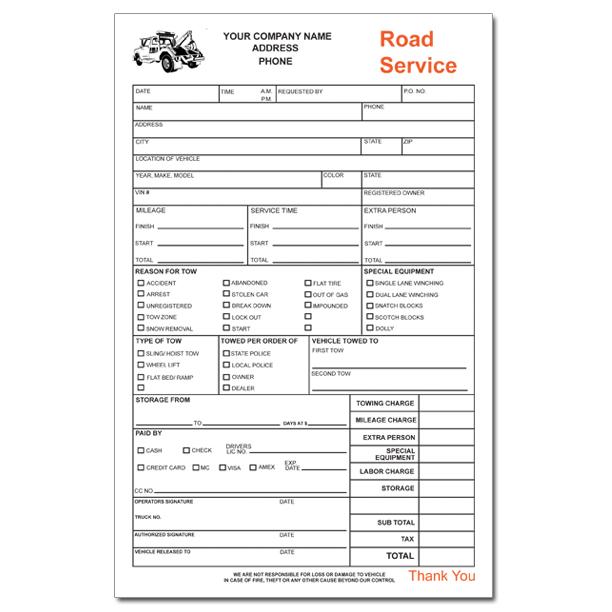 Towing Invoice Books - Invoice Template