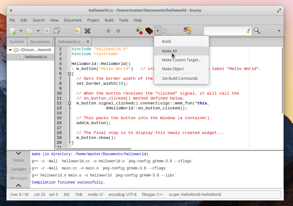 Setup C Gtkmm Programming Tools On Ubuntu For Beginners
