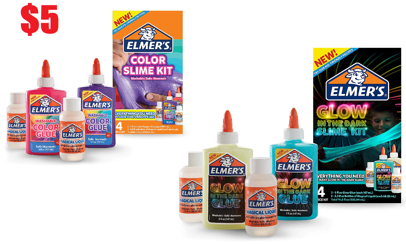 Elmer's Glue Color Slime Kit $5, Glow In the Dark Slime Kit $6.50 ...