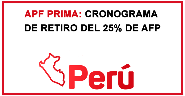 Cronograma AFP Prima - Retiro del 25% de AFP