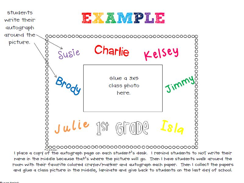 Over the 1st Grade Rainbow: End of Year Autograph FREEBIE