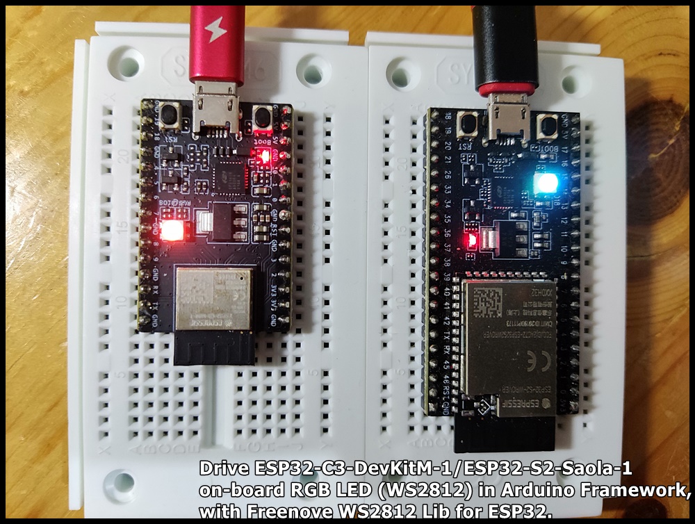 Embedded Things Drive Esp32 C3 Devkitm 1 Esp32 S2 Saola 1 On Board Rgb Led Ws2812 In Arduino