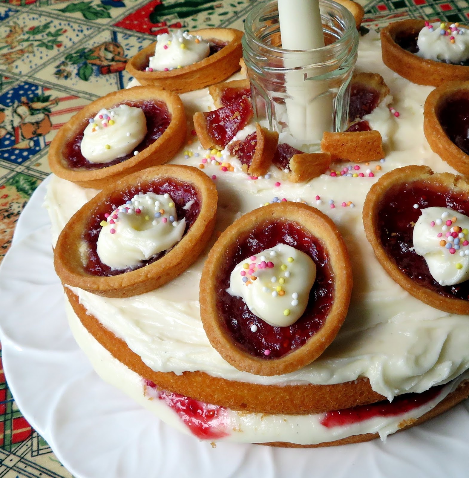 Raspberry Jam Tart Birthday Cake