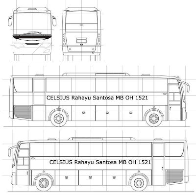 Blueprint bus indonesia rahayu sentosa oh 1521 | Membuat Model bus ...
