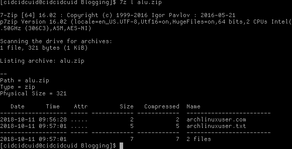 How to use 7zip on Archlinux command Line