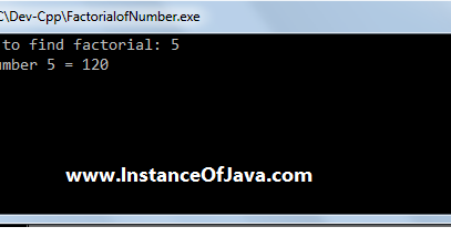 Factorial program in c without recursion - InstanceOfJava