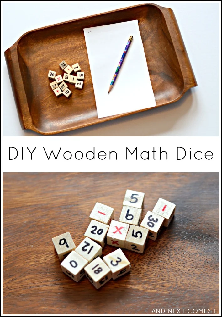 DIY Wooden Math Dice | And Next Comes L - Hyperlexia Resources