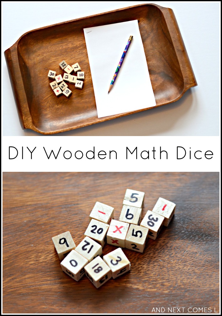 DIY Wooden Math Dice | And Next Comes L - Hyperlexia Resources