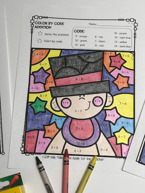 An Apple For The Teacher: New Years Color By Number Worksheets