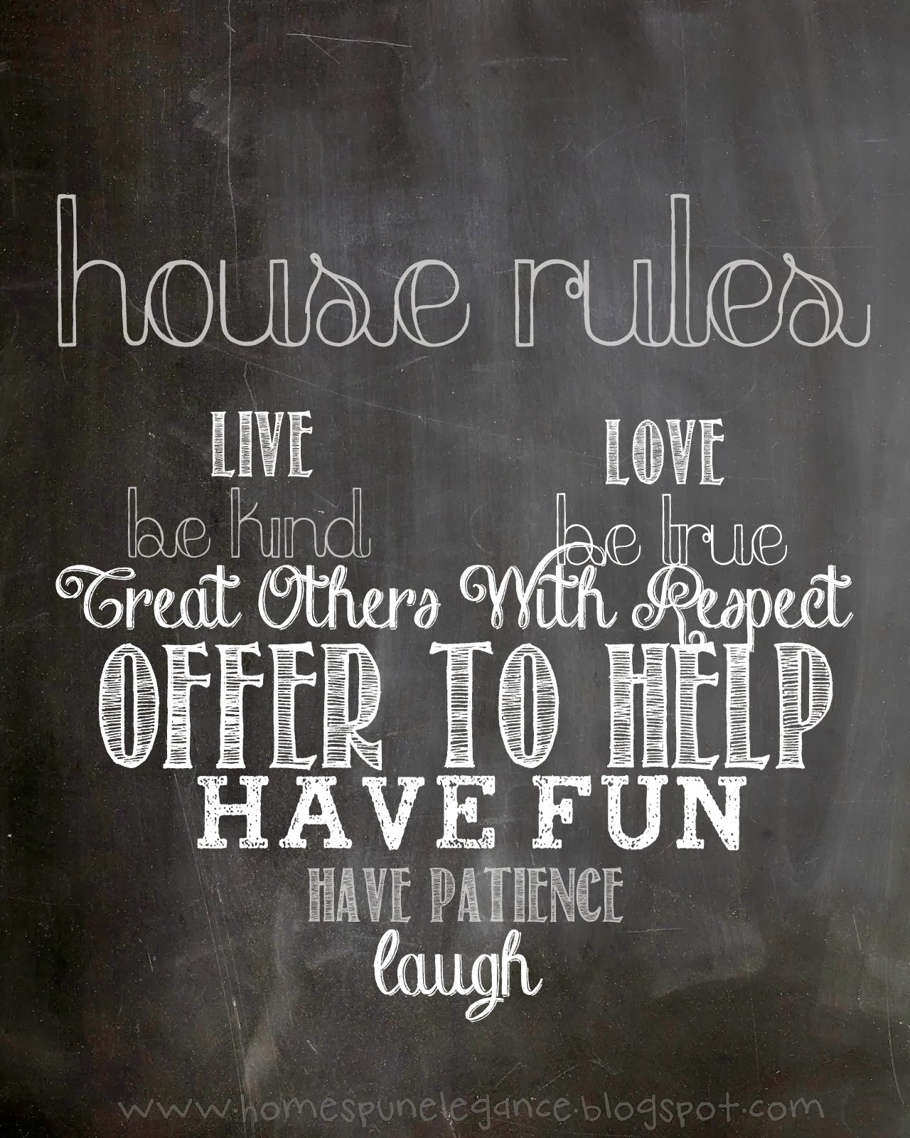Chalkboard Sign House Rules at Jessie Simmon blog