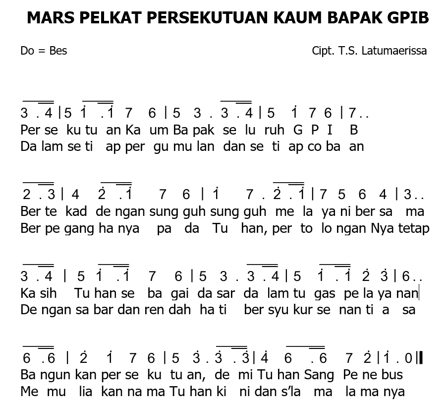 MARS PELKAT PKB GPIB - Gudang Partitur