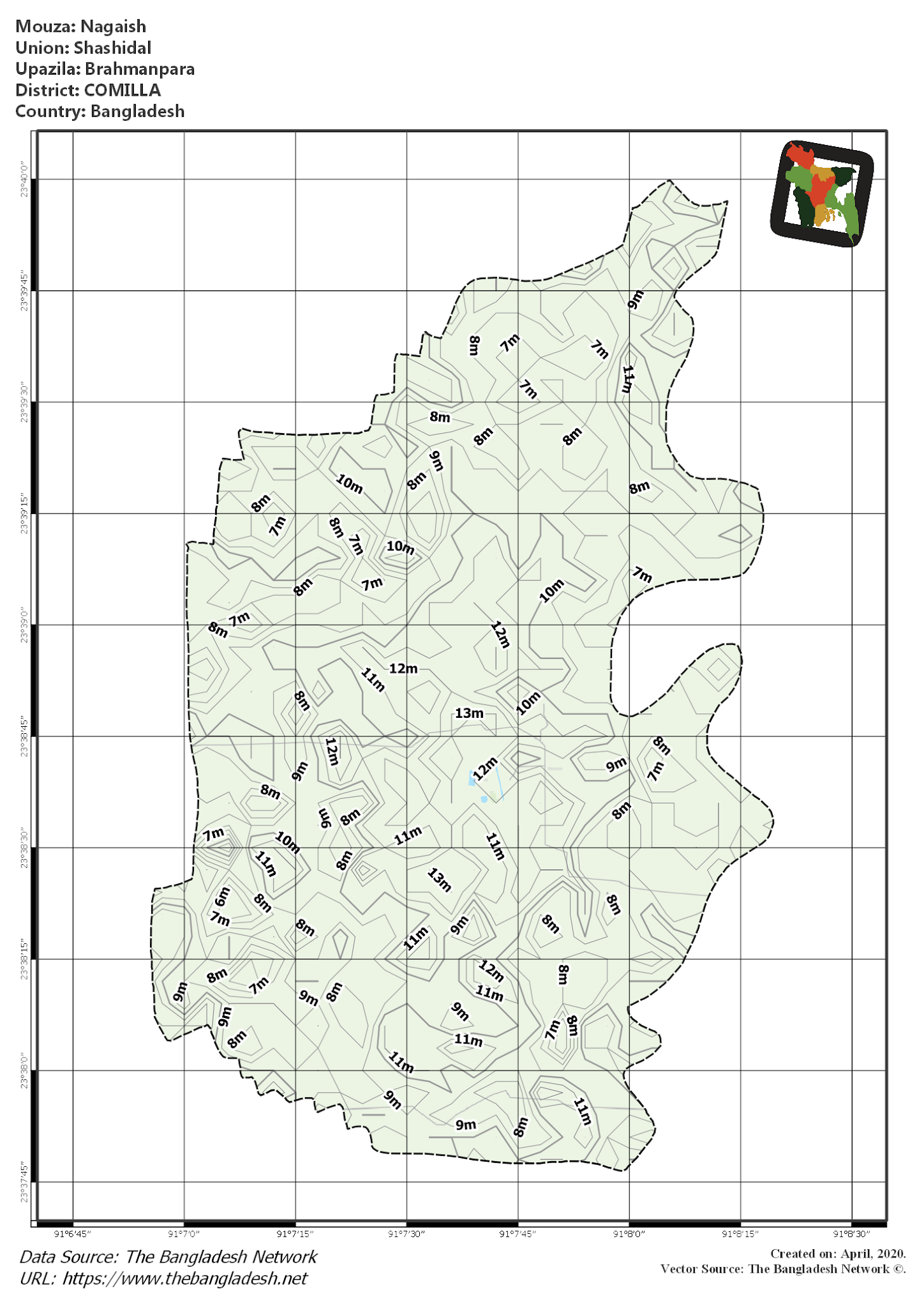 Map of Nagaish Mouza, Brahmanpara, Comilla