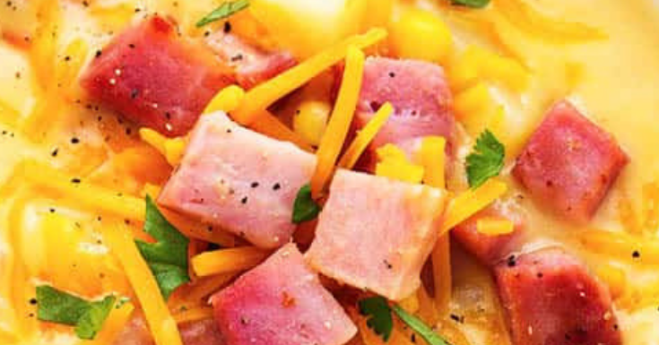 HAM AND POTATO CHEDDAR SOUP - Little Owl Kitchen