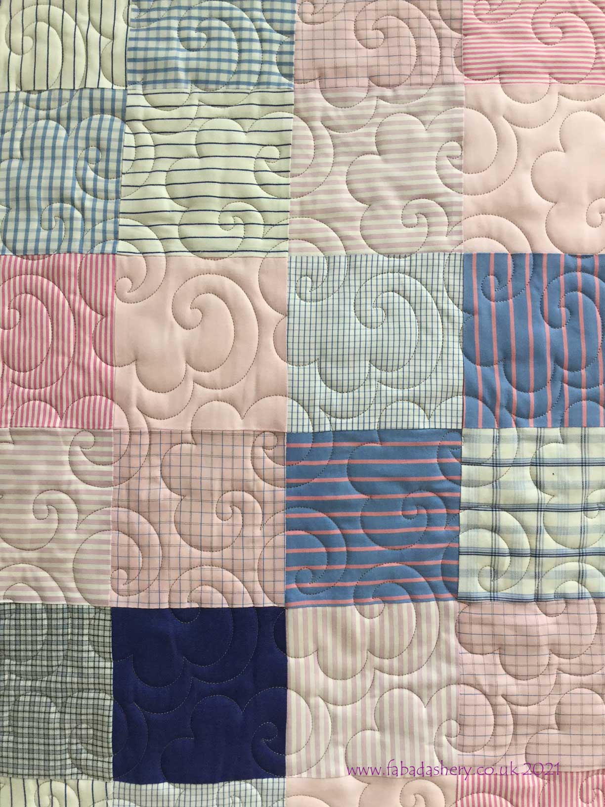 Fabadashery Longarm Quilting: Laurraine's recycled Shirt Quilt ...