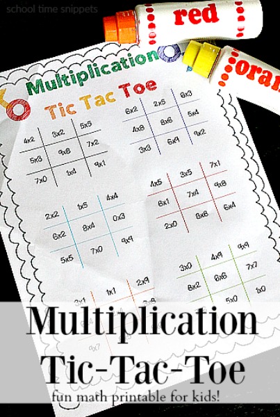 Tic Tac Toe Multiplication Game Printable | School Time Snippets