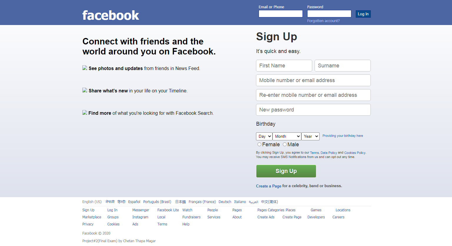 How to design and code Facebook Homepage using HTML and CSS only ...