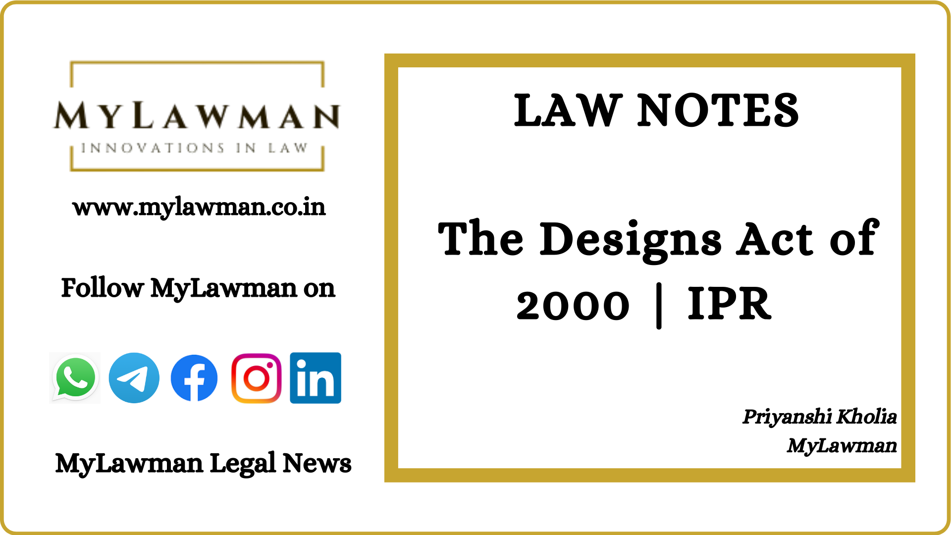 [Law Notes] The Designs Act of 2000 | IPR by Priyanshi Kholia