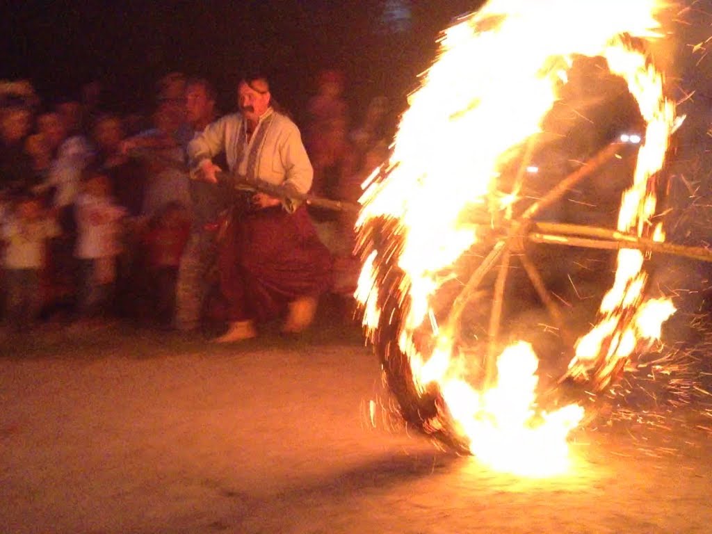 Old European culture: Burning rolling wheel