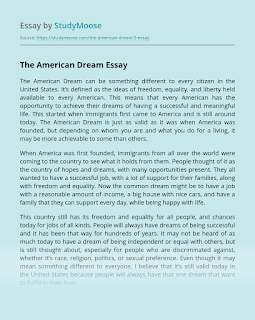 essay examples: What Is The American Dream Essay