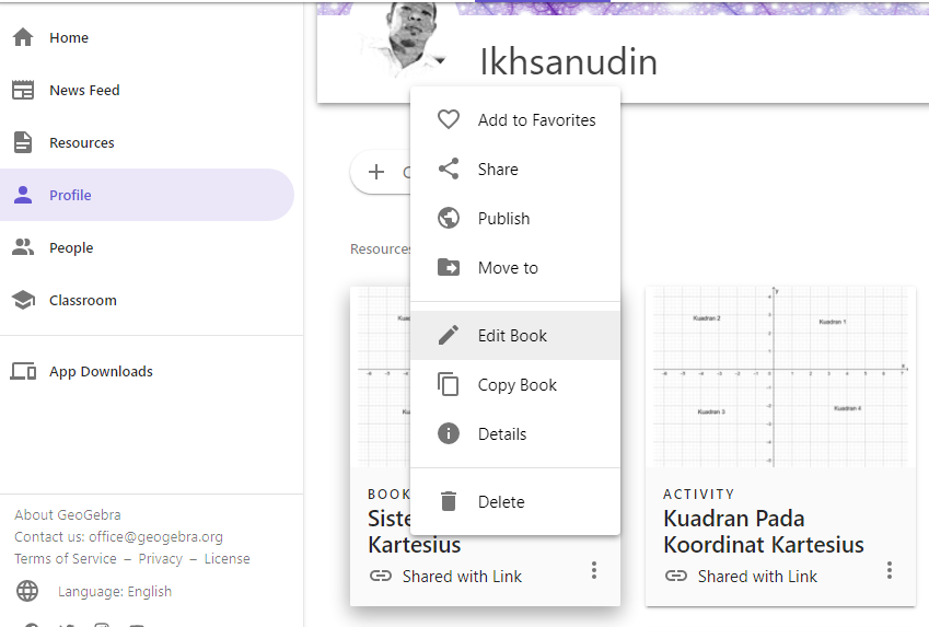 Cara Mengedit/Merevisi GeoGebra Book