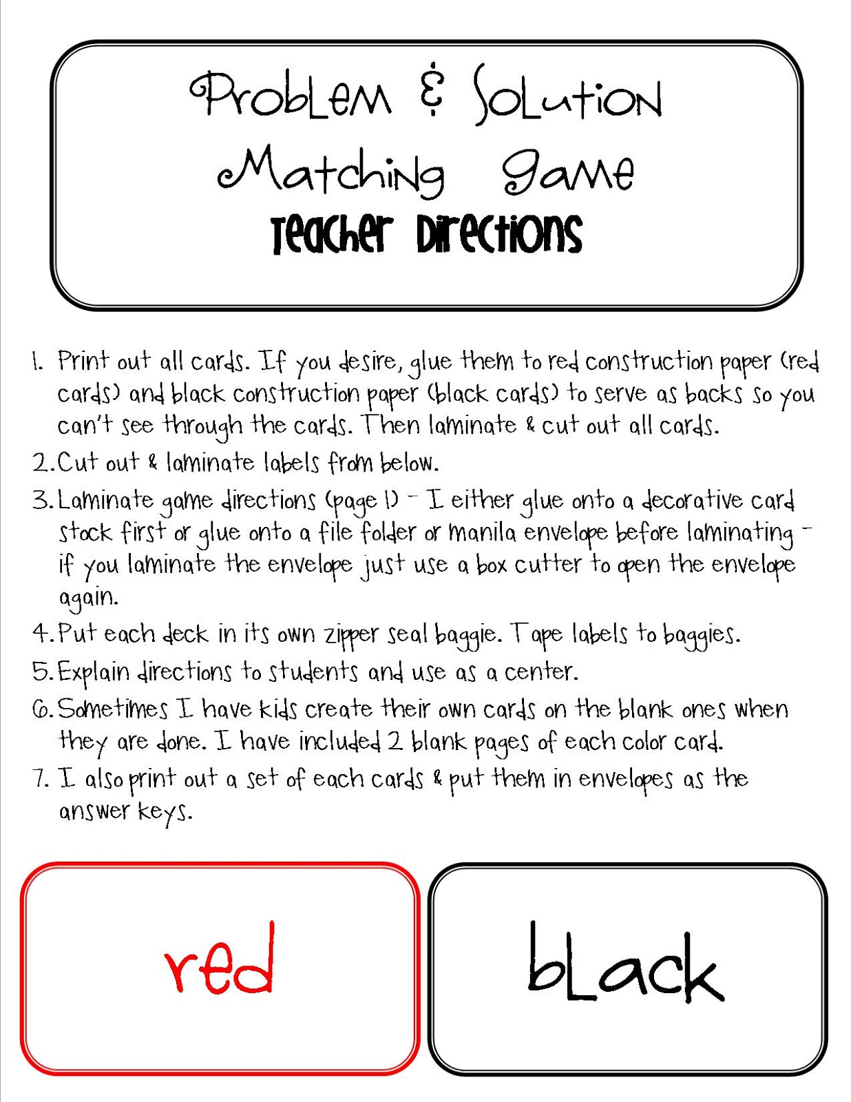 Scrappy Teaching in FL: MIA & Problem/Solution Freebie Game