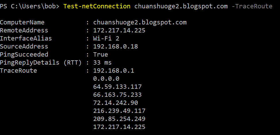 Chuanshuoge: powershell 23 traceroute
