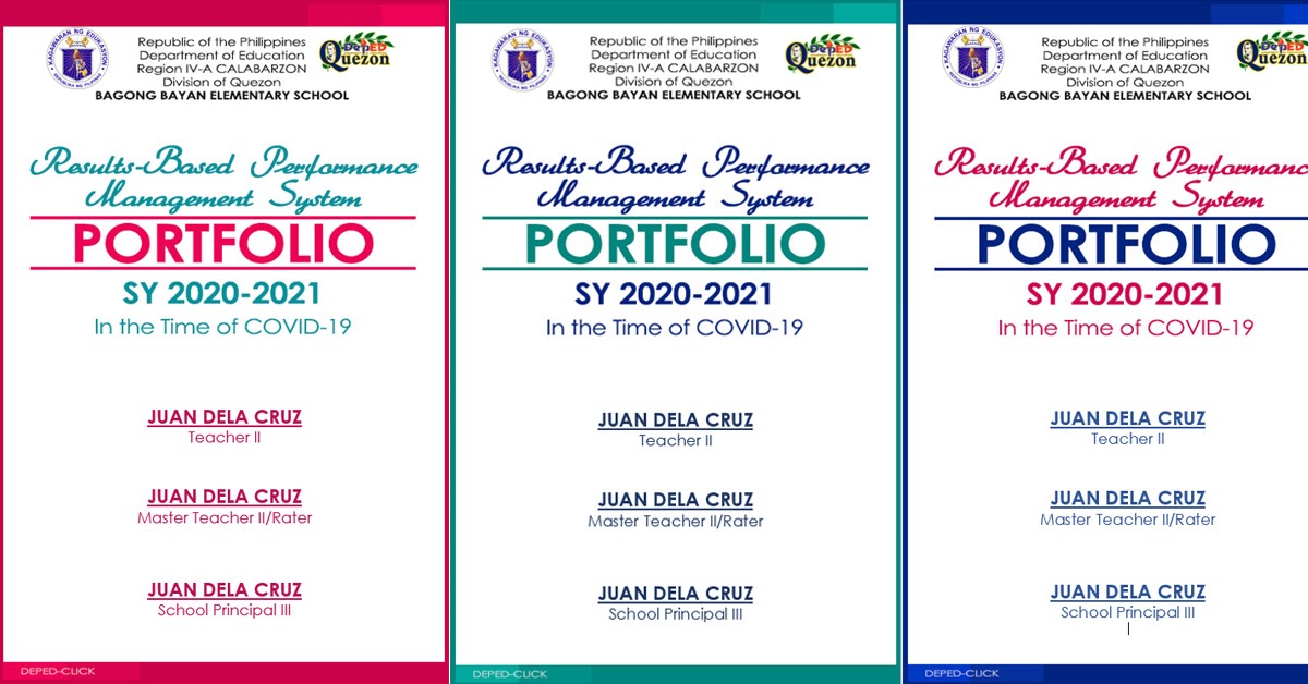 RPMS PORTFOLIO COVERS (SY 2020-2021) Editable and Free to Download ...