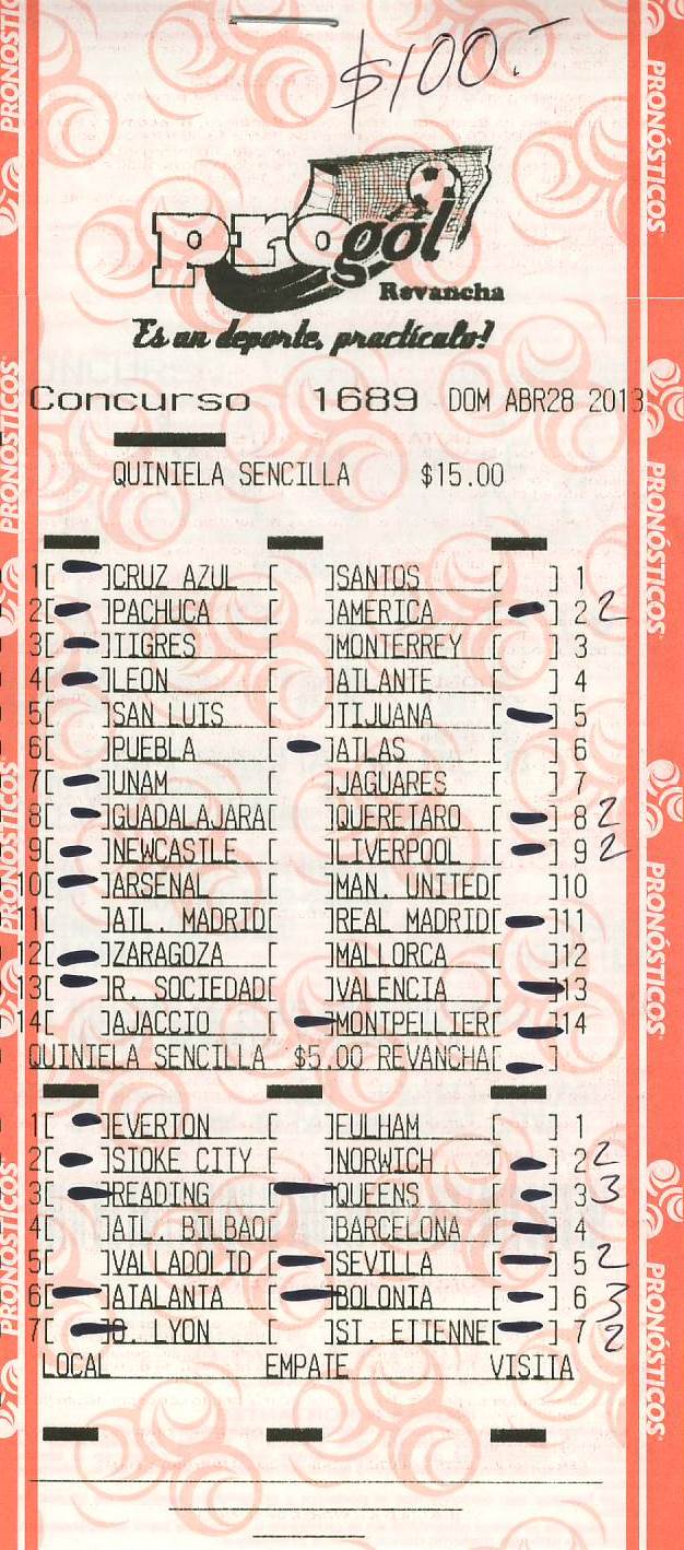 Cyber La Rosa: Coperacha 1689 Progol