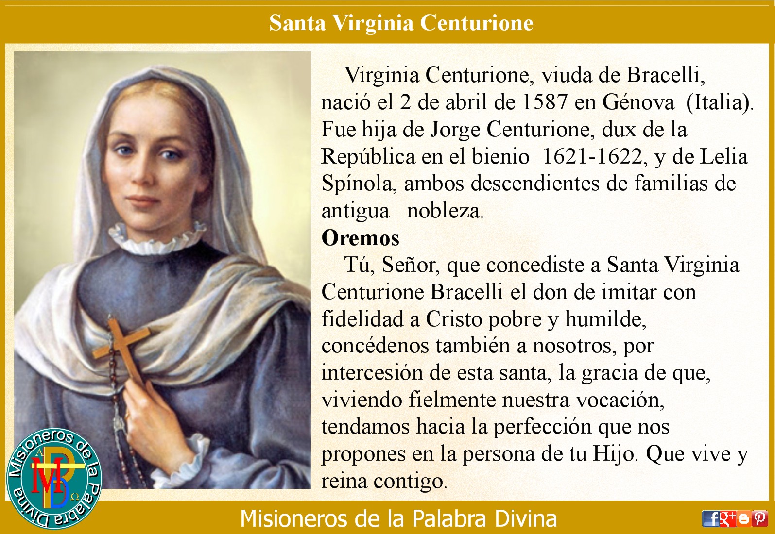Misioneros de la Palabra Divina: SANTORAL