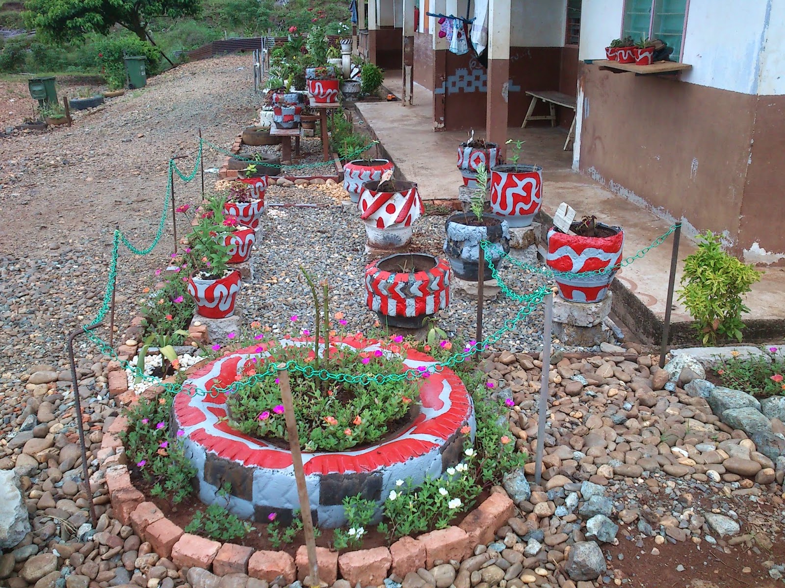 KOMUNITI PEKERJA MALAYSIA: HIASAN PASU BUNGA MENGGUNAKAN TAYAR TERPAKAI