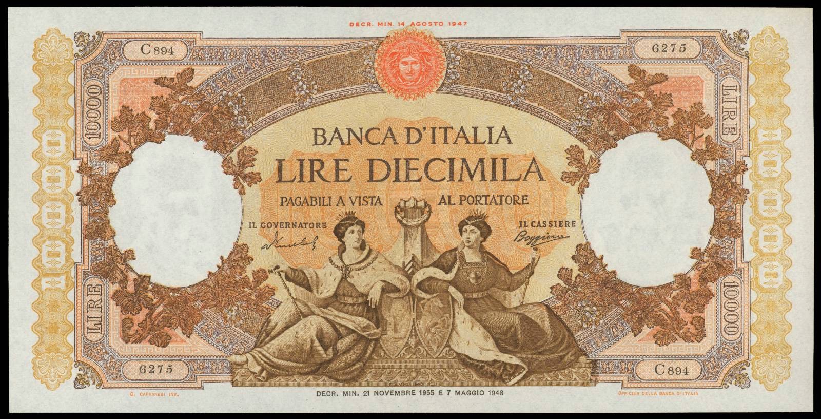 Italy 10000 Lire 1955|World Banknotes & Coins Pictures | Old Money ...