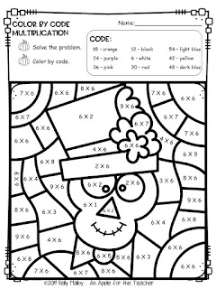 An Apple For The Teacher: Halloween Color By Number Math Facts Practice
