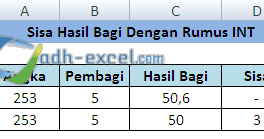 Cara Cepat Menghitung Angka Sisa Hasil Bagi Dengan Rumus Dalam Excel - ADH-EXCEL.COM Tutorial