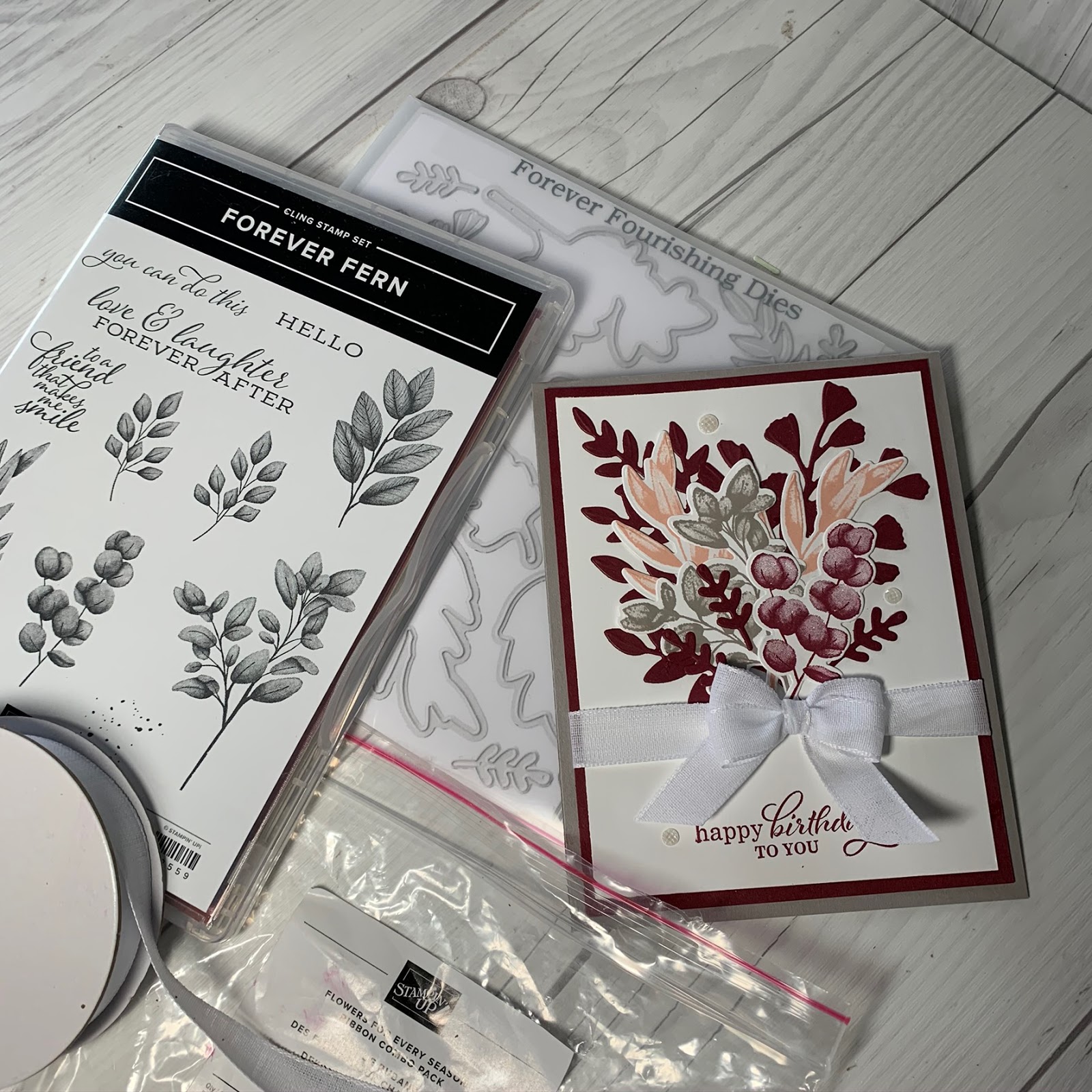 Create a card with greenery using the Stampin' Up! Forever Fern Stamp ...