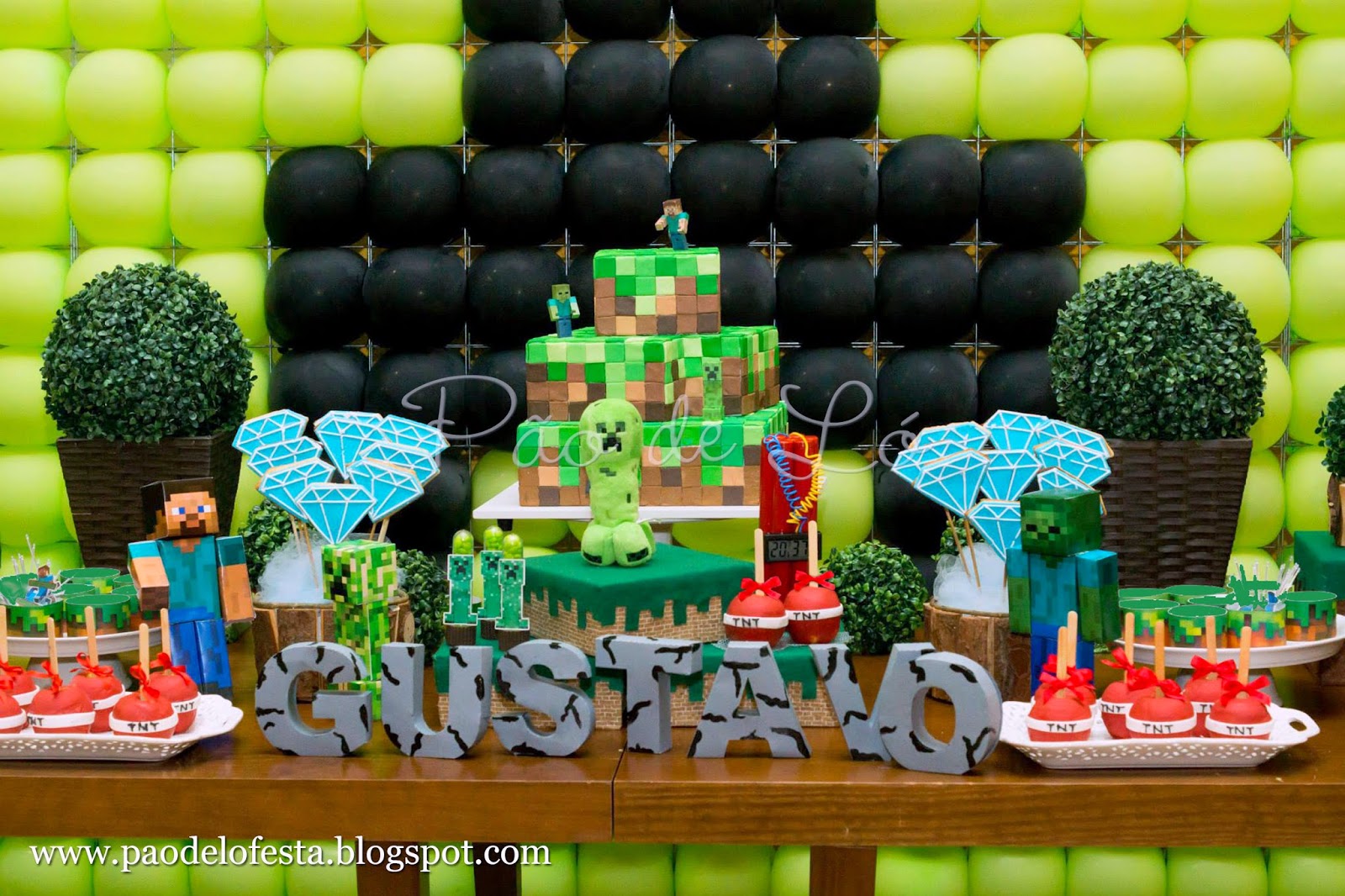 Pão de Ló - festa criativa: Festa Minecraft