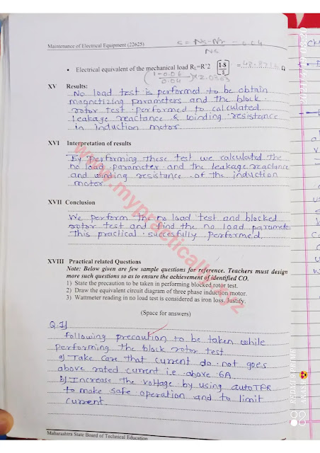 22625 Maintenance of electrical equipments Solved Lab Manual Answers ...