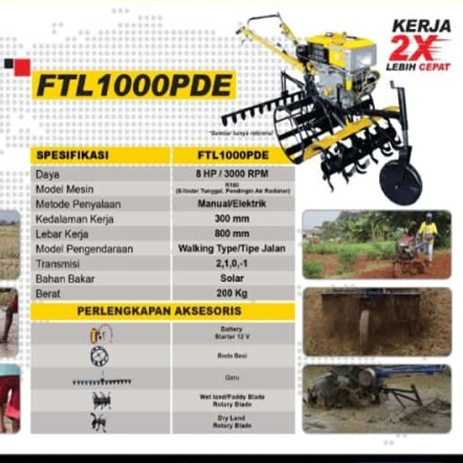 Mesin Traktor Tangan / Hand Tractor Model FTL1000PDE | Pertanian | Alat ...
