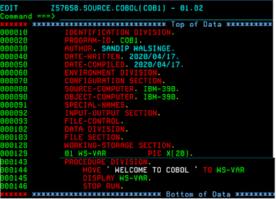 Z/Os Mainframe: COBOL PROGRAMMING