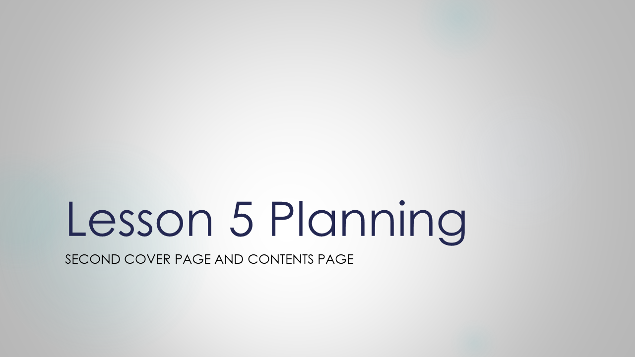 Lesson 5 Planning