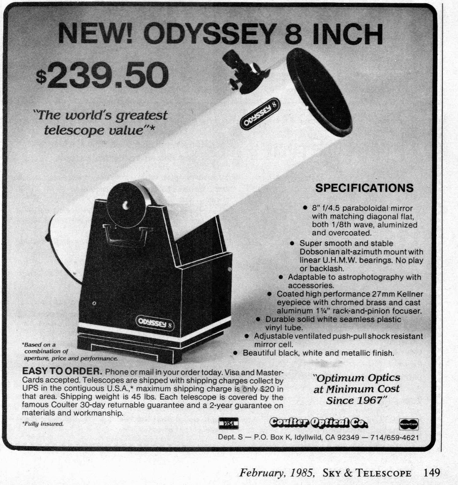 Astronomy Ad of the Day: FEBRUARY, 1985 (Sky & Telescope)