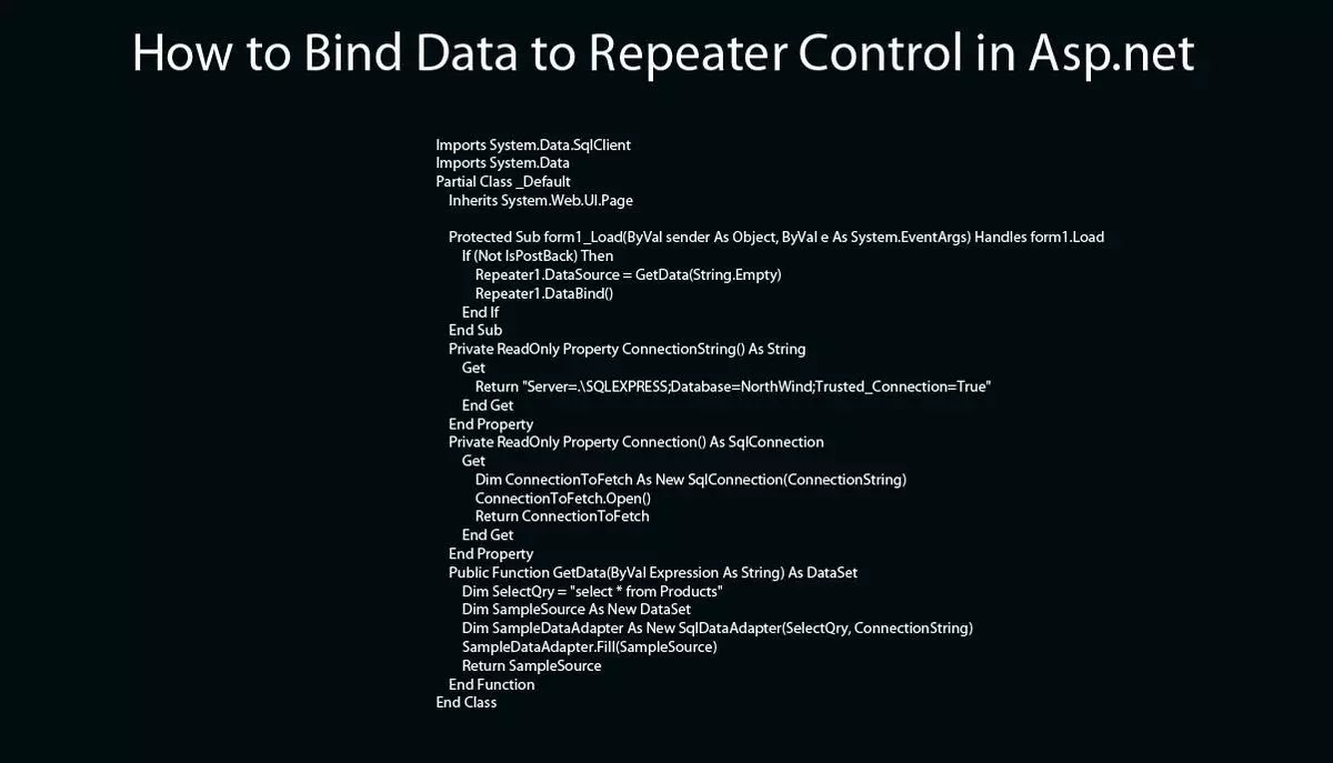 How To Bind Data To Repeater Control In Free Source Code Download And Tutorials Trickcode