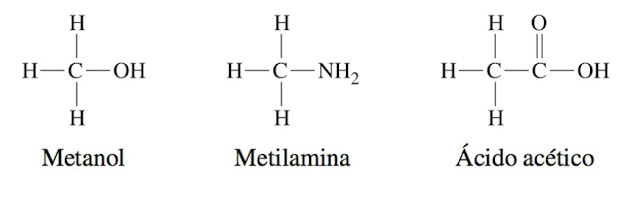 Metanol, metilamina, ácido acético