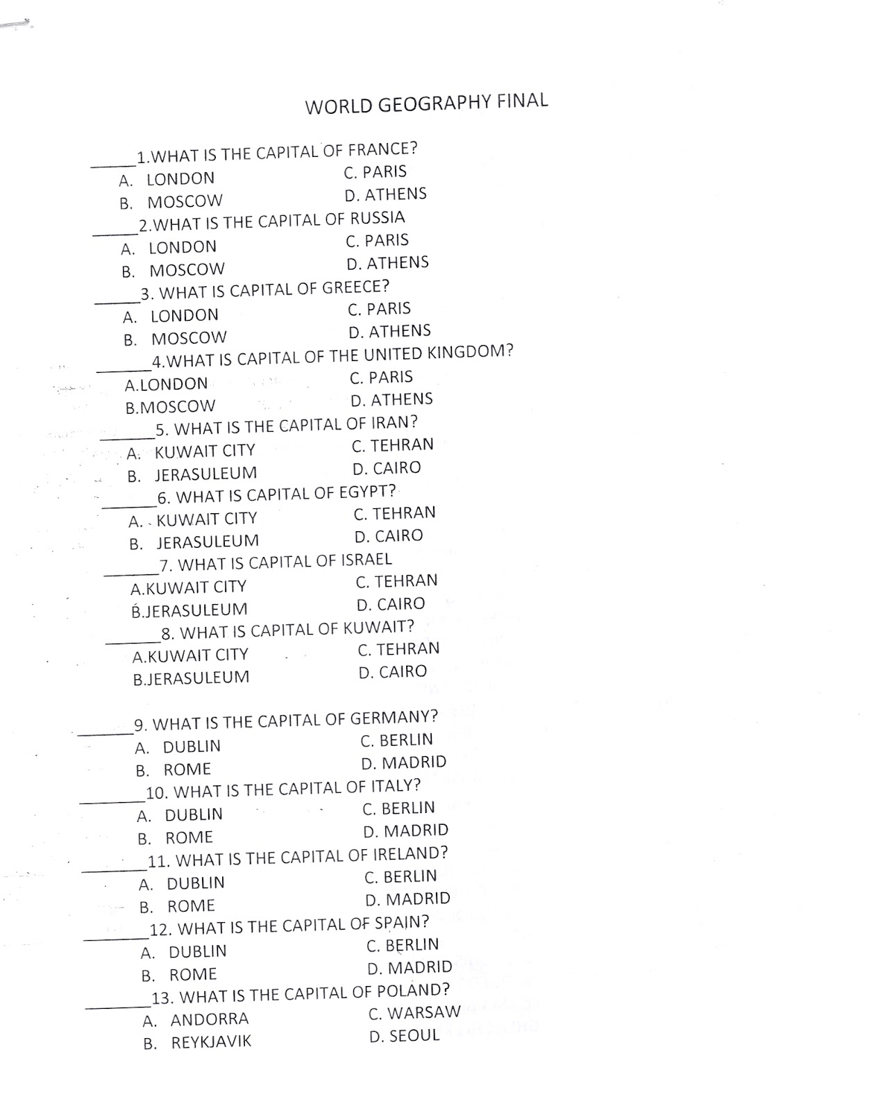 Mr. E's World Geography Page: World Geography Finals Review